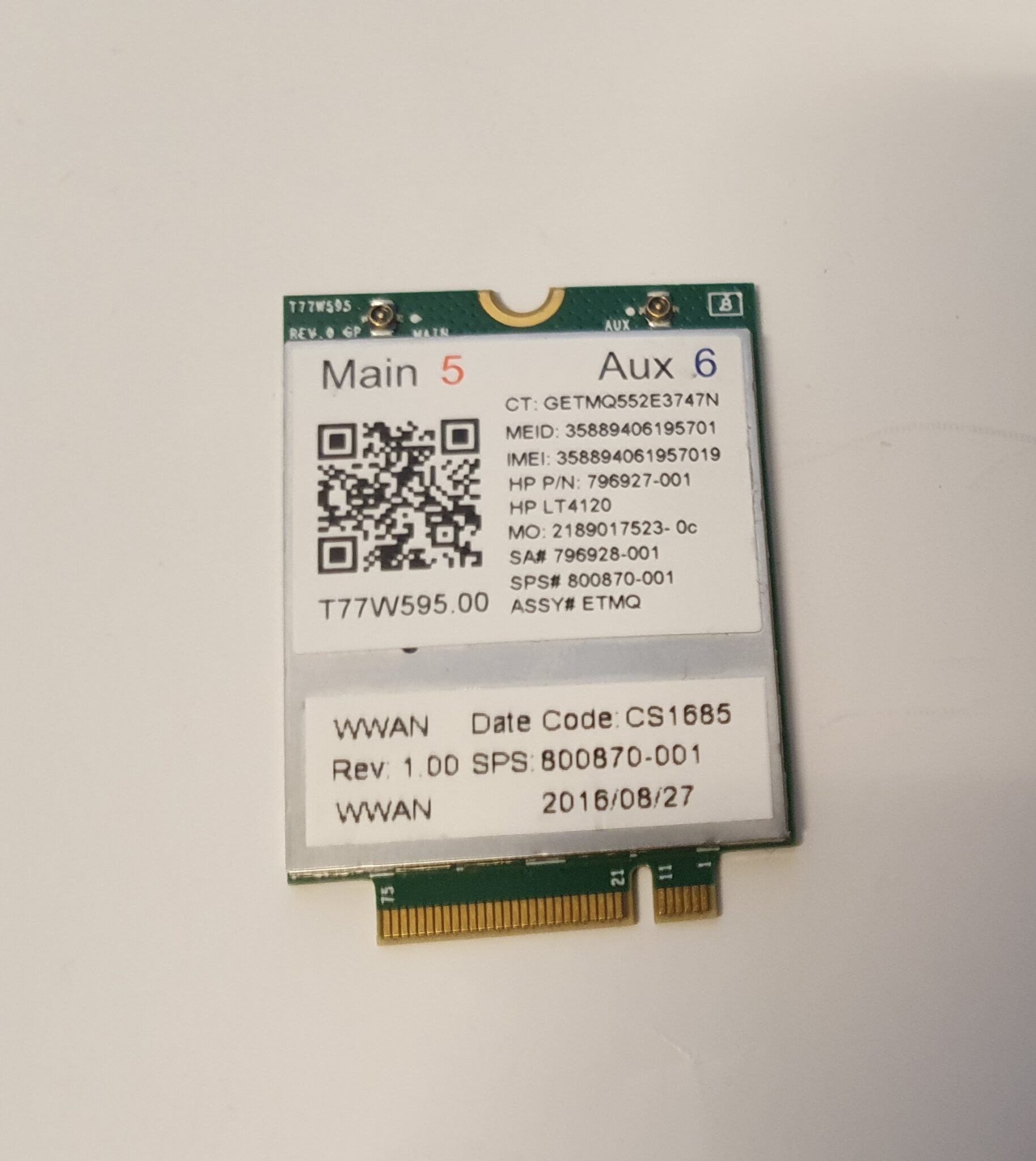 HP Snapdragon X5 LT4120 T77W595 800870-001 4G/LTE + GPS WWAN Module ...
